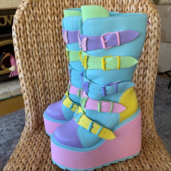 YRU | Shoes | New Dune Pastel Butterfly Platform Boots | Poshmark